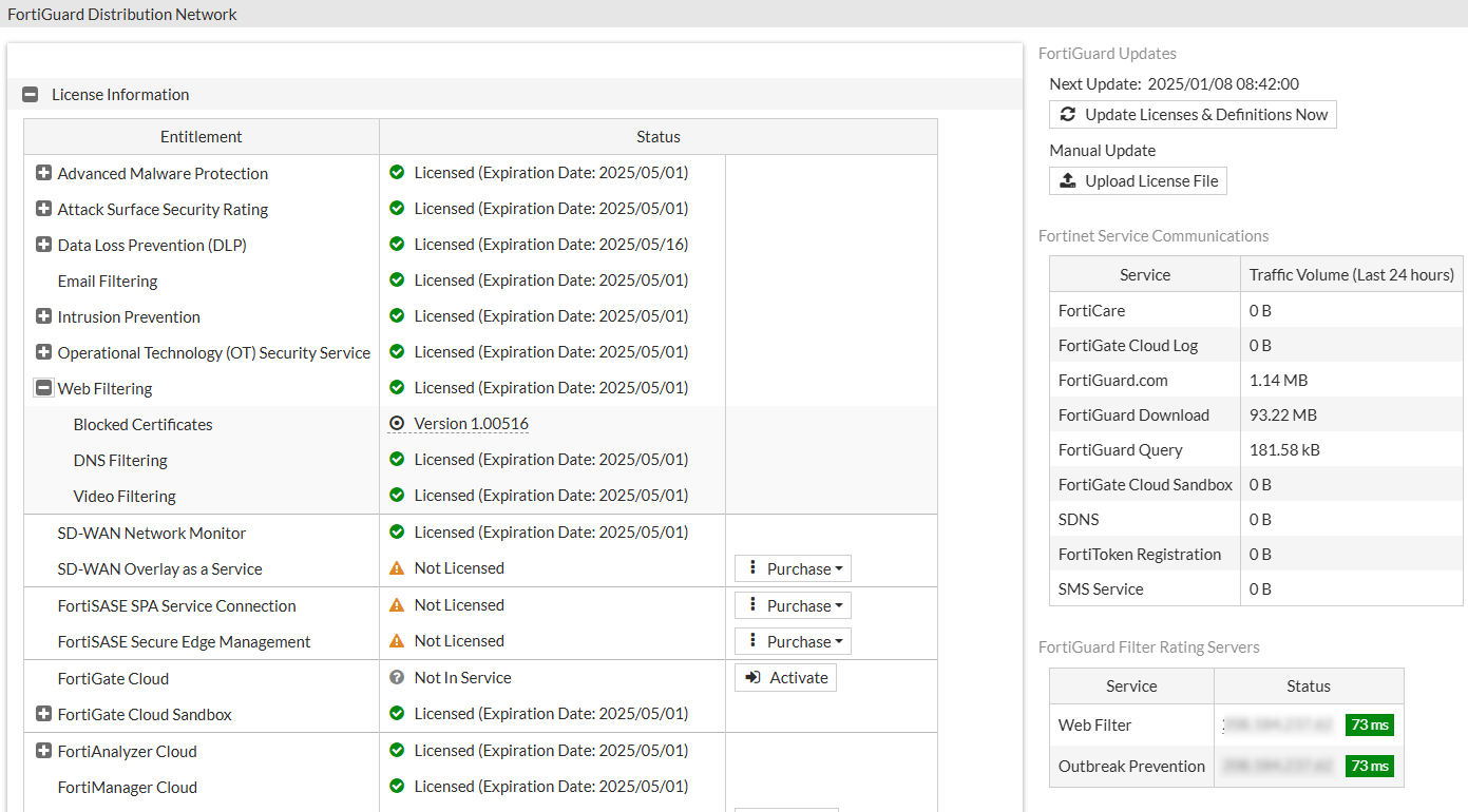 Services and licensing | FortiGate / FortiOS 7.6.0 | Fortinet Document ...