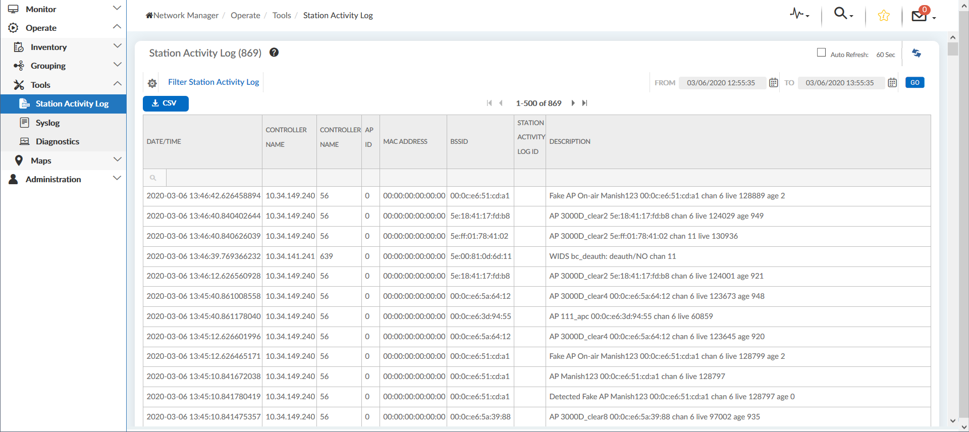 Station Activity Log | FortiManager 7.0.0 | Fortinet Document Library
