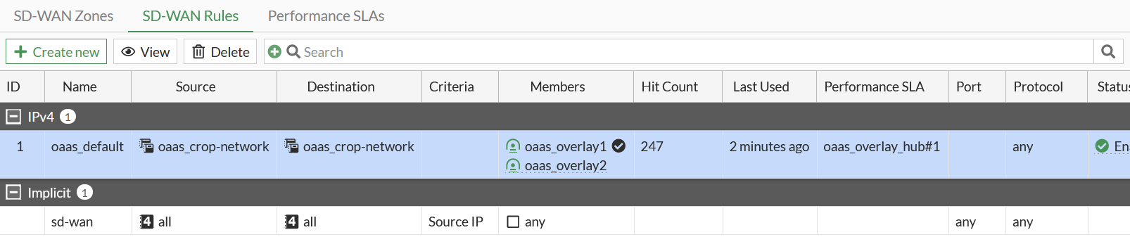 Verifying SD-WAN rules on a spoke FortiGate | Overlay-as-a-Service 24.3 ...