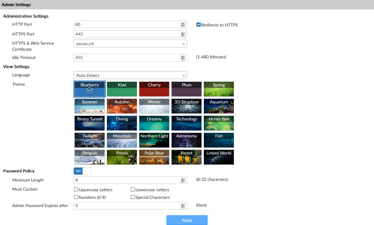 Global administration settings | FortiClient 6.2.0