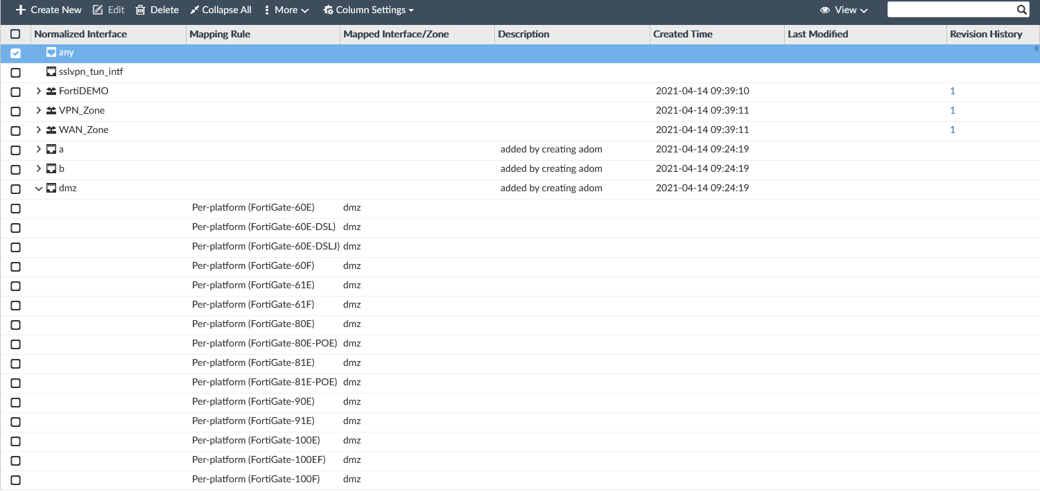 Viewing Normalized Interfaces Fortimanager 7 2 4 Fortinet Document Library