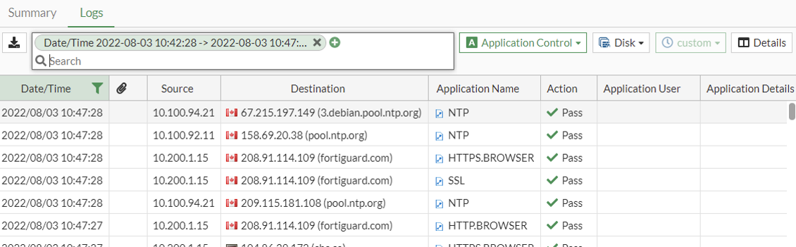 Security Events log page | FortiGate / FortiOS 7.2.9 | Fortinet ...