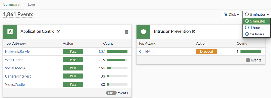 Security Events log page | FortiGate / FortiOS 7.2.9 | Fortinet ...