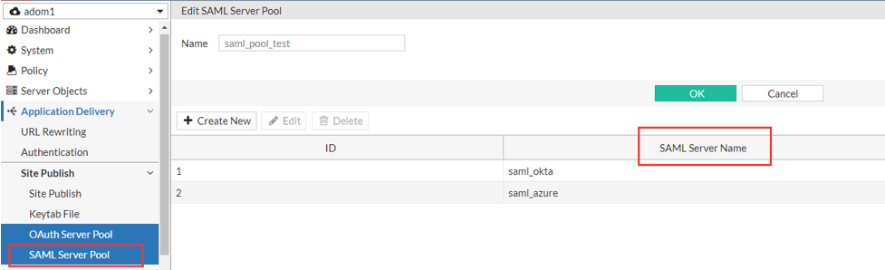 Configuring a Security Assertion Markup Language (SAML) server pool | FortiWeb 7.4.6 | Fortinet ...