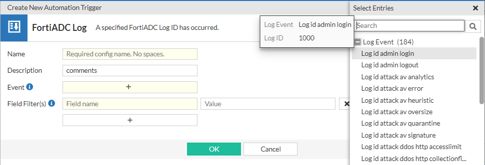 Configuring Automation Triggers | FortiADC 7.4.1 | Fortinet Document Library