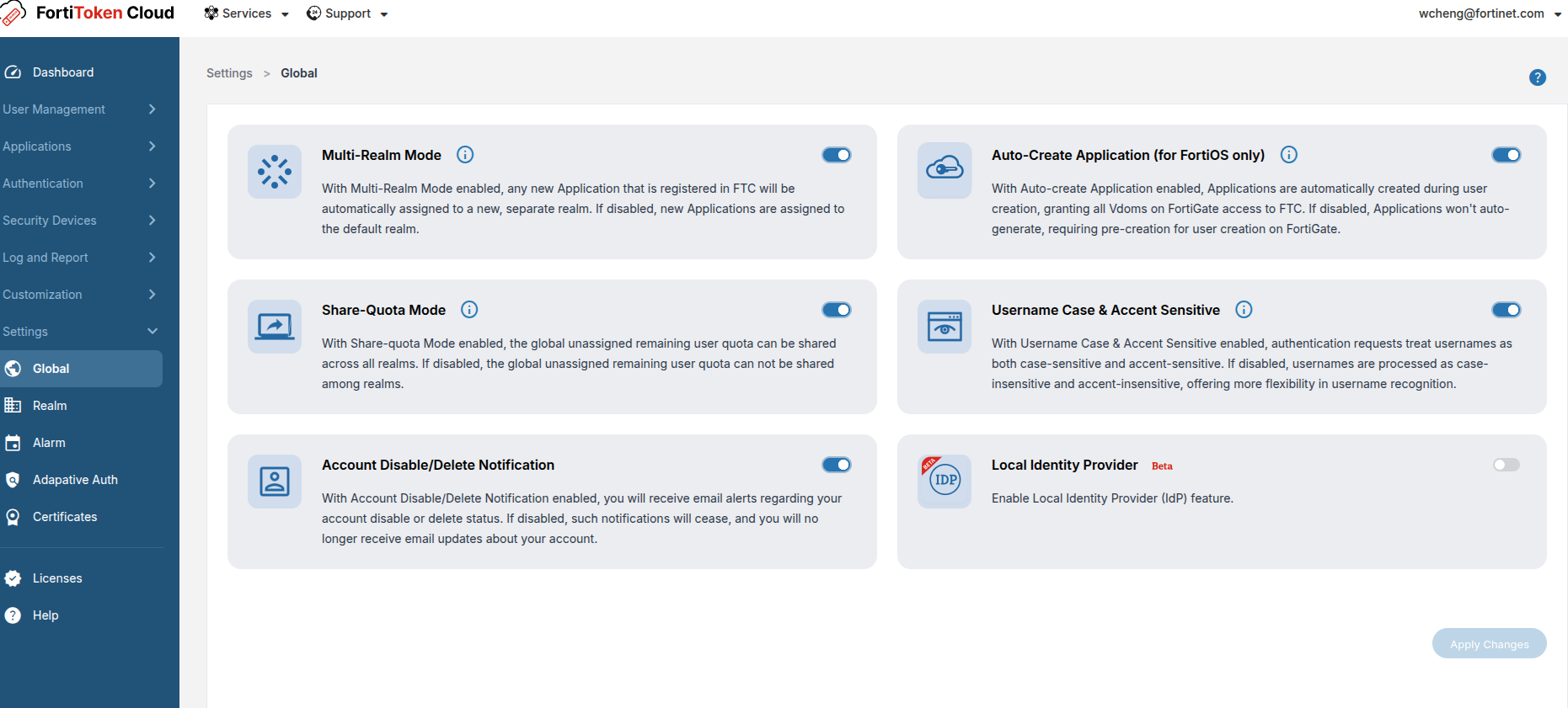 Enable Local Identity Provider (IdP) | FortiToken Cloud | Fortinet ...
