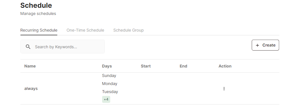Schedule | Overlay-as-a-Service 24.2.0 | Fortinet Document Library