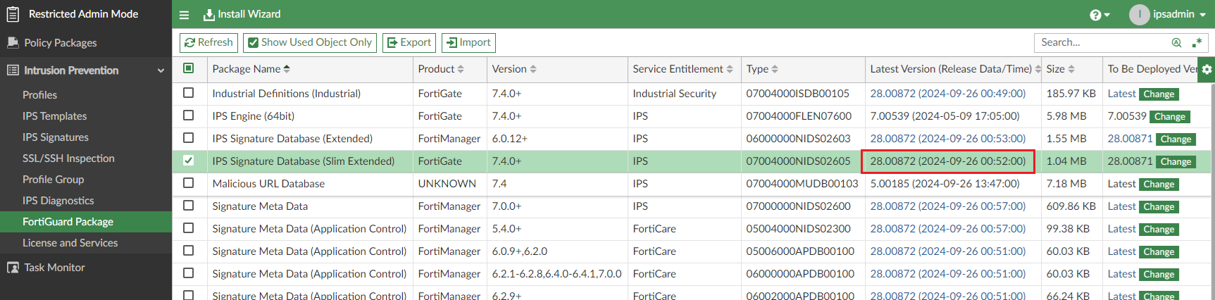 Managing IPS signature updates as an IPS administrator | FortiManager 7 ...