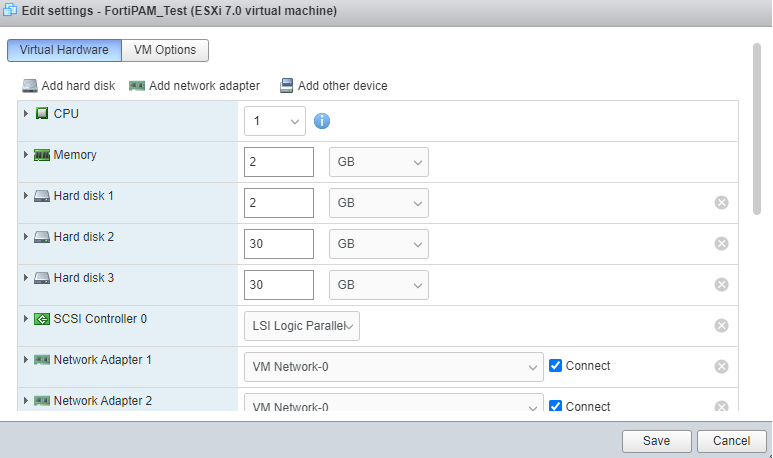 Configure FortiPAM-VM hardware settings | FortiPAM Private Cloud 1.5.0 | Fortinet Document Library