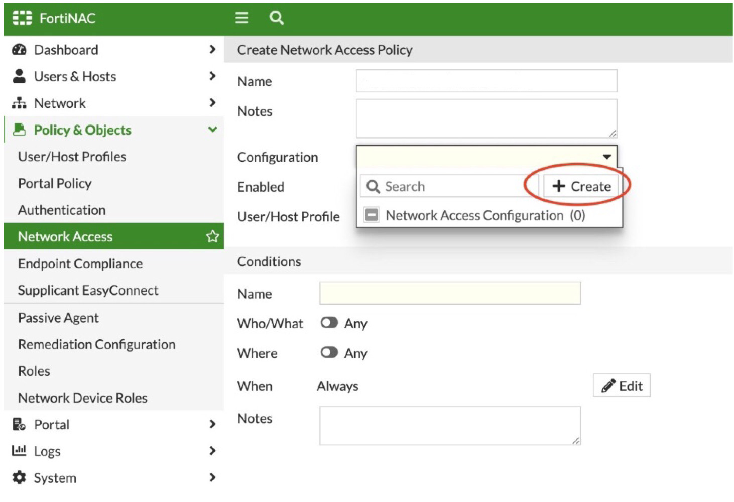 2. Create Network Access Policy | FortiNAC-F 7.2.0 | Fortinet Document ...