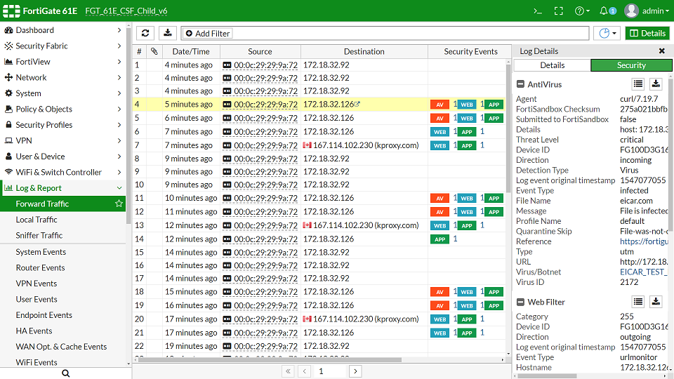 Security Fabric traffic log to UTM log correlation | FortiAnalyzer 7.6. ...