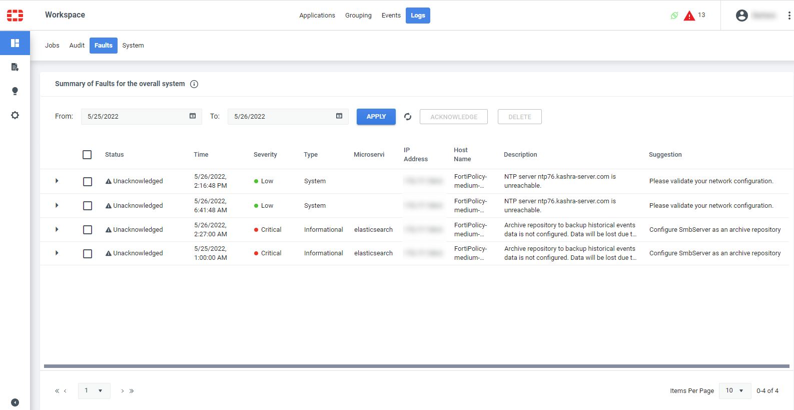 Logs | FortiPolicy 7.2.4