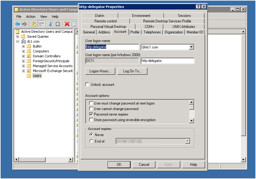 Creating an Active Directory (AD) user for FortiWeb - Keytab File ...