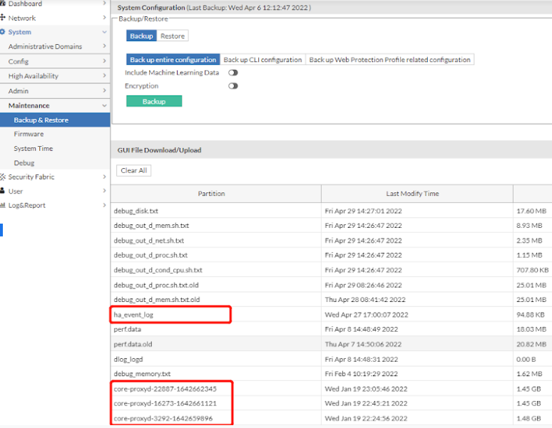 Collecting core/coredump files and logs | FortiWeb 7.6.0 | Fortinet ...