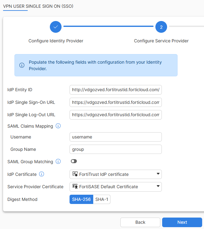 Configuring FortiAuthenticator Cloud as SAML IdP for FortiSASE SP | FortiSASE | Fortinet ...