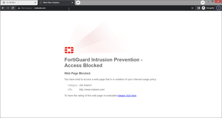 Verify Access is Controlled by the 1st Floor ISFW Firewall | FortiSIEM ...