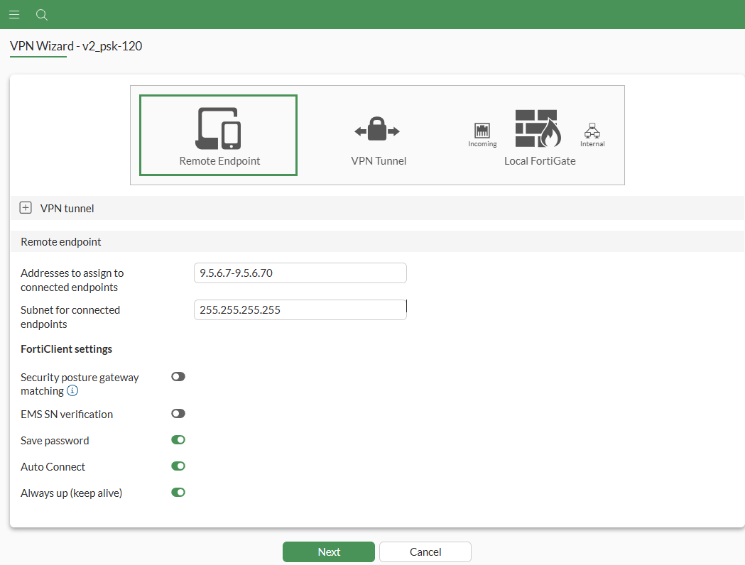 Dialup IPsec VPN using custom TCP port | FortiGate / FortiOS 7.6.1 ...