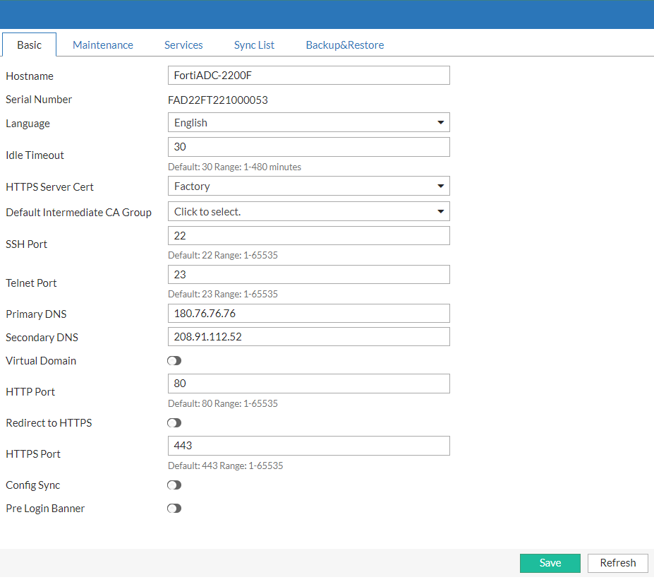 Step 3: Configure basic network settings | FortiADC 7.4.7 | Fortinet Document Library