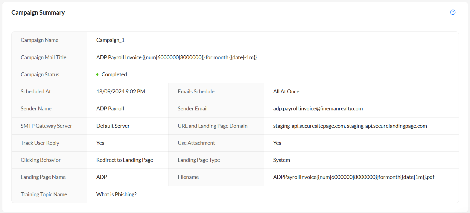 Viewing campaign statistics | FortiPhish 25.1.0 | Fortinet Document Library