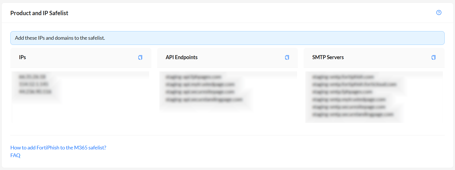 Product and IP Safelist | FortiPhish 25.1.0 | Fortinet Document Library