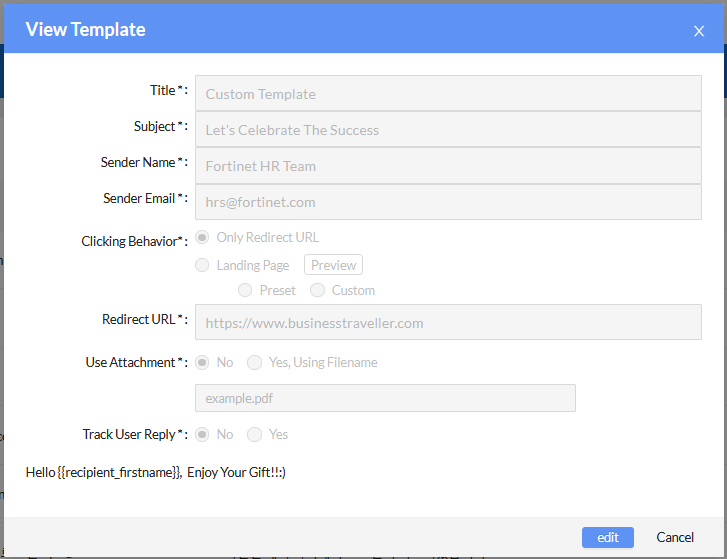Templates | FortiPhish 23.2.0