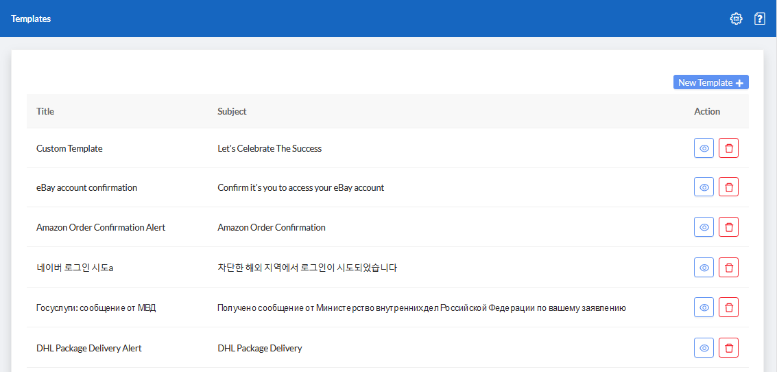 Templates | FortiPhish 23.2.0