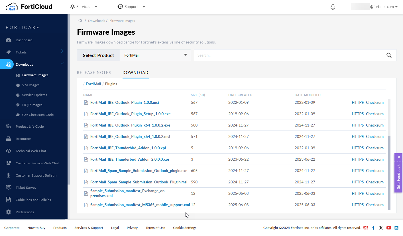 Downloading the plugin file | FortiMail Appliances and Virtual Machines 7.6.0 | Fortinet ...