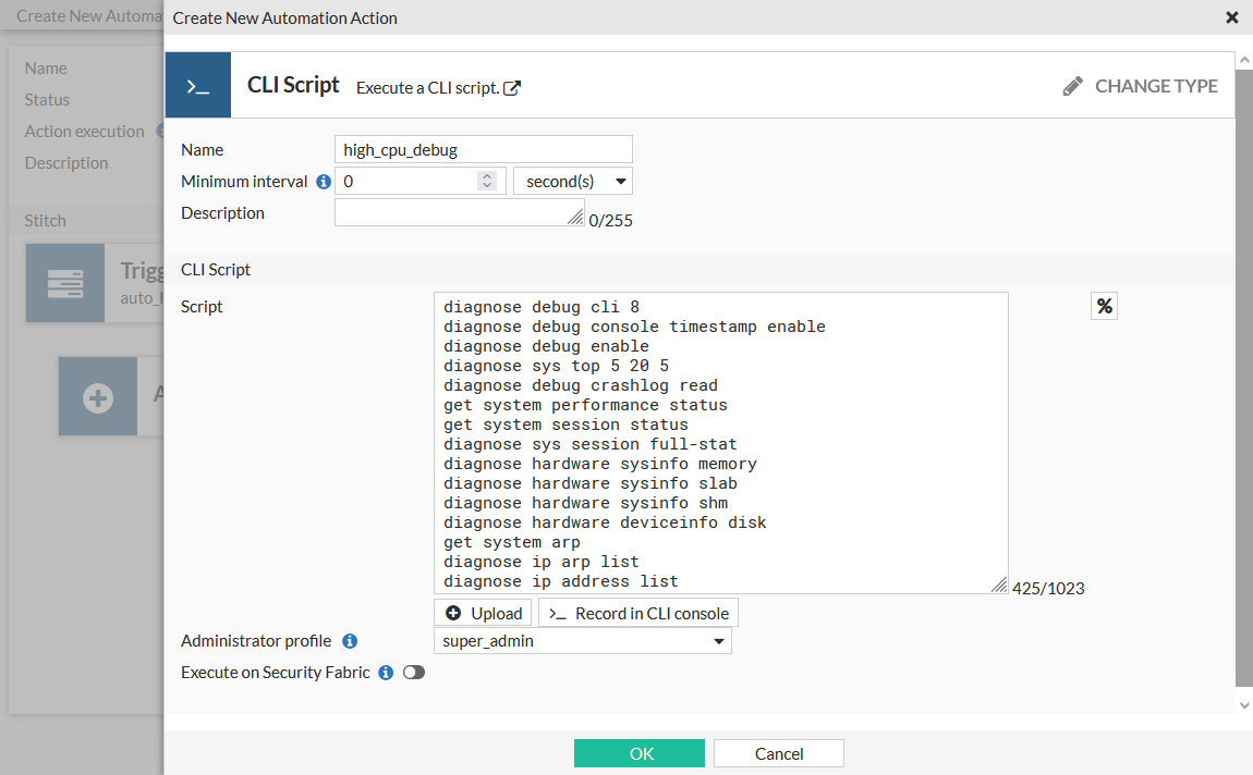 Execute a CLI script based on CPU and memory thresholds | FortiProxy 7. ...