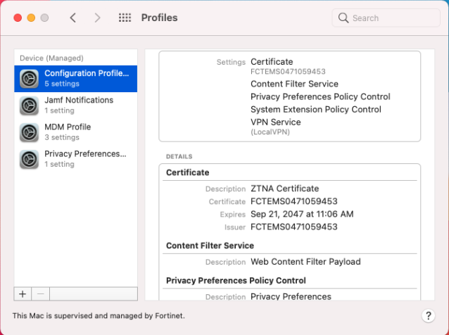Configuration profiles | FortiClient 7.0.0 | Fortinet Document Library