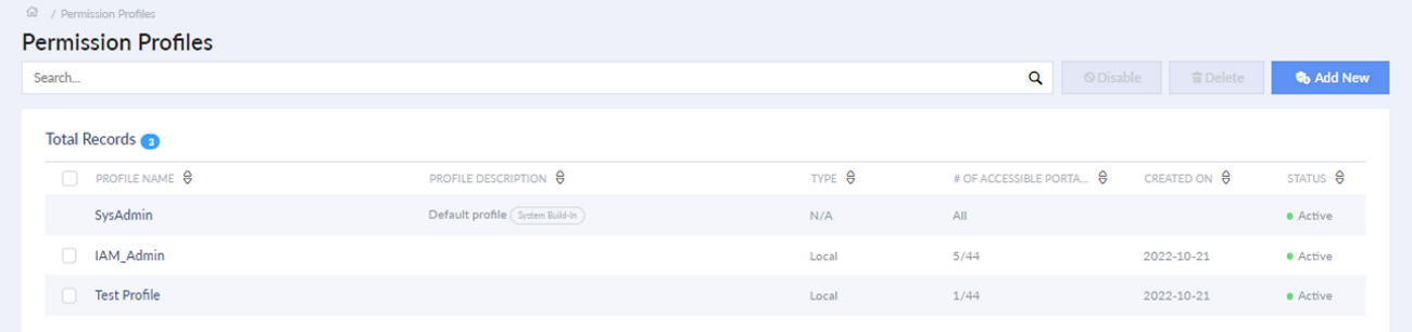 Creating a permission profile | FortiCloud Account Services 23.1.a