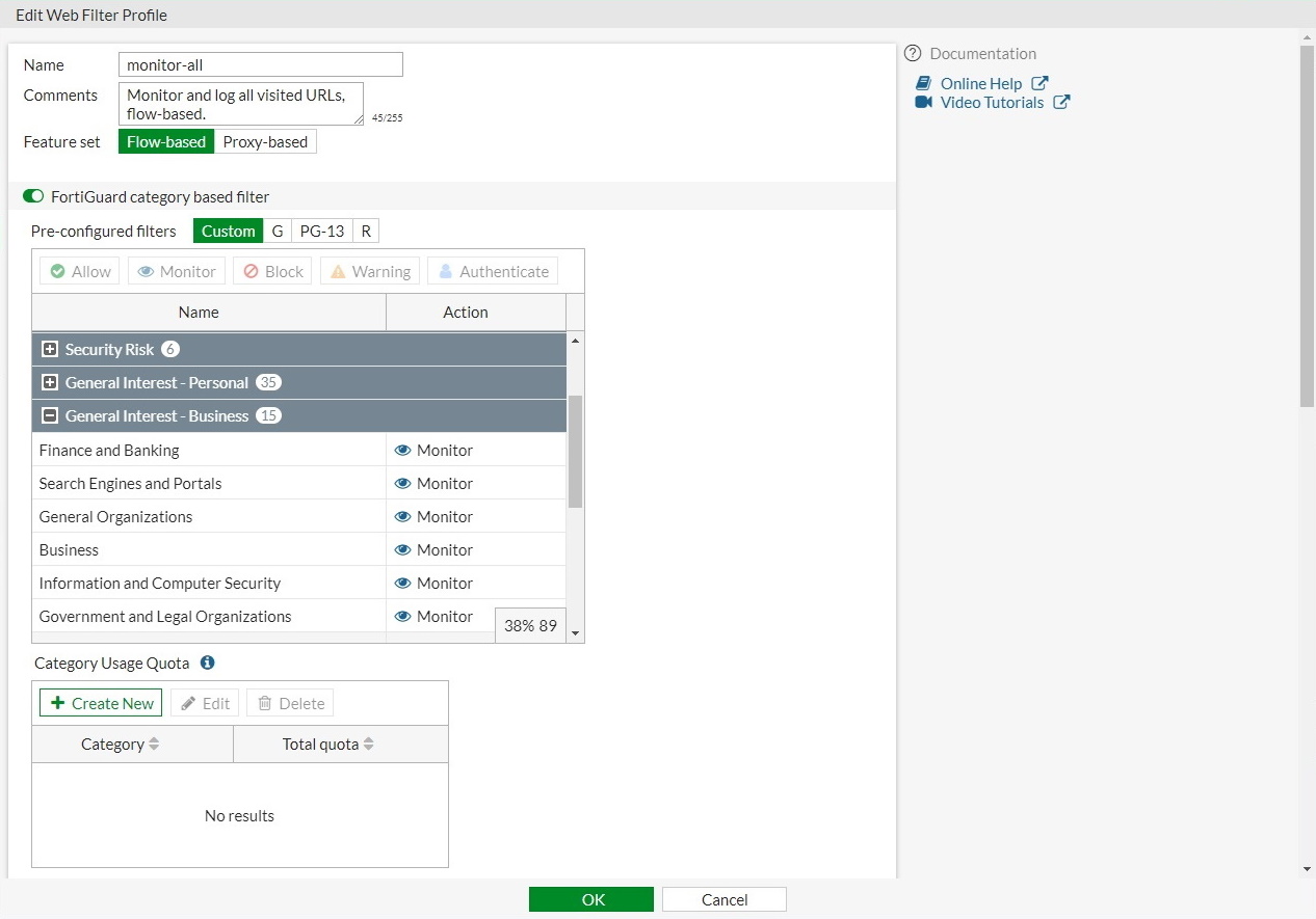 fortinet web category