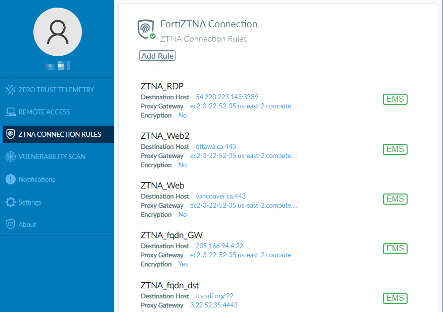 Configuring ZTNA connection rules on FortiSASE | FortiSASE 23.3.25 ...