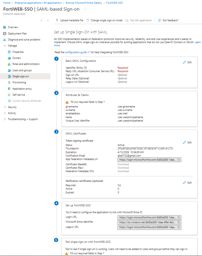 Single Sign On with Azure | FortiWeb 7.6.1 | Fortinet Document Library
