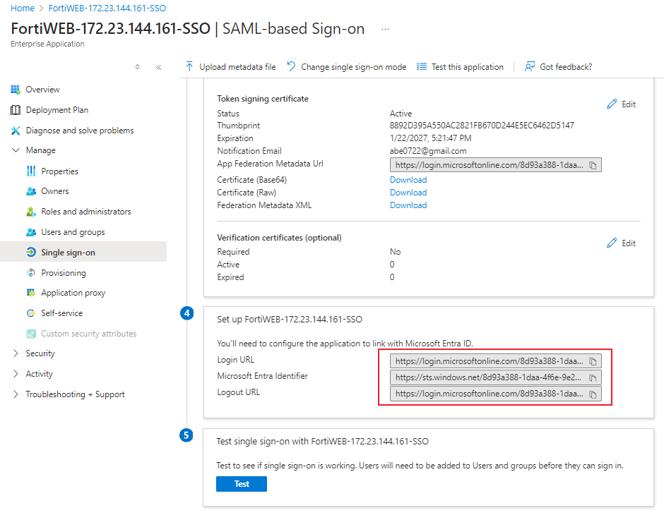 Single Sign On with Azure | FortiWeb 7.6.1 | Fortinet Document Library