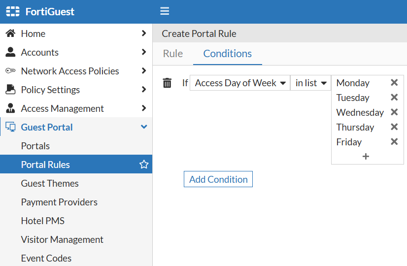 Creating Portal Rules | FortiGuest 2.2.0 | Fortinet Document Library