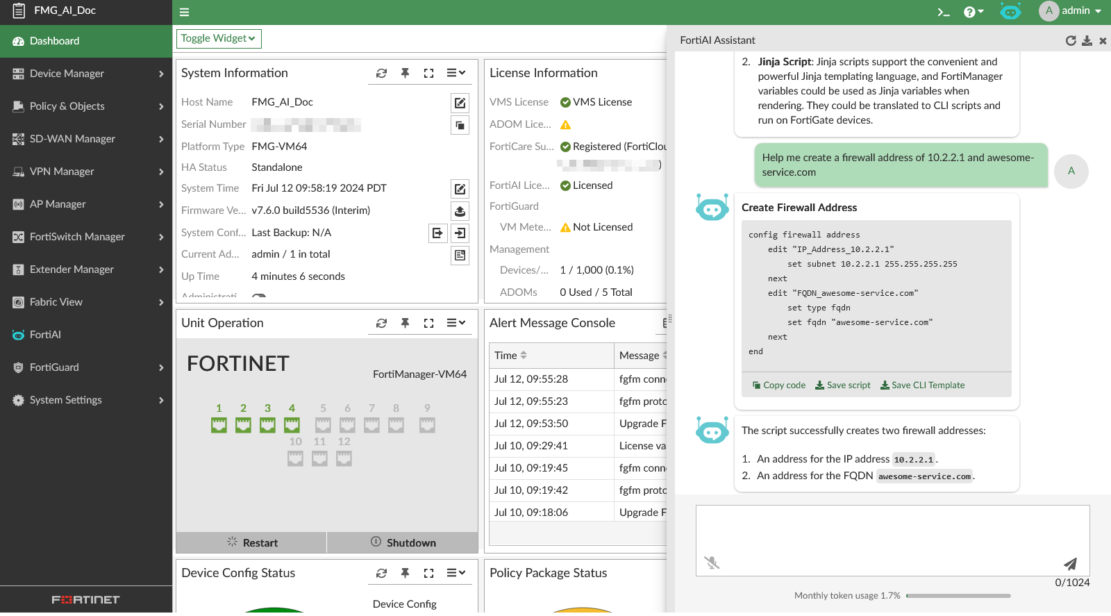 FortiAI on FortiManager FMG | FortiGate / FortiOS 7.6.0 | Fortinet Document Library