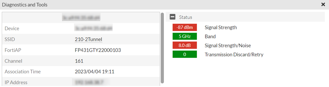 Wireless Clients Diagnostics and Tools | FortiAIOps 3.0.0 | Fortinet ...
