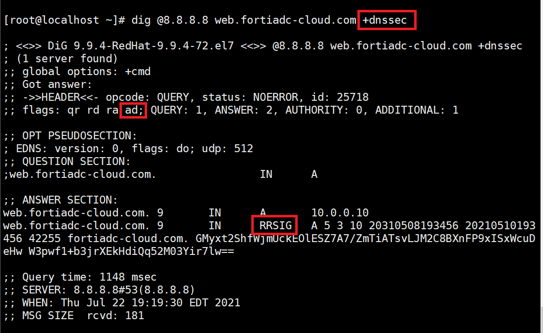 How to enable DNSSEC on FortiGSLB Cloud | FortiGSLB 22.3.0