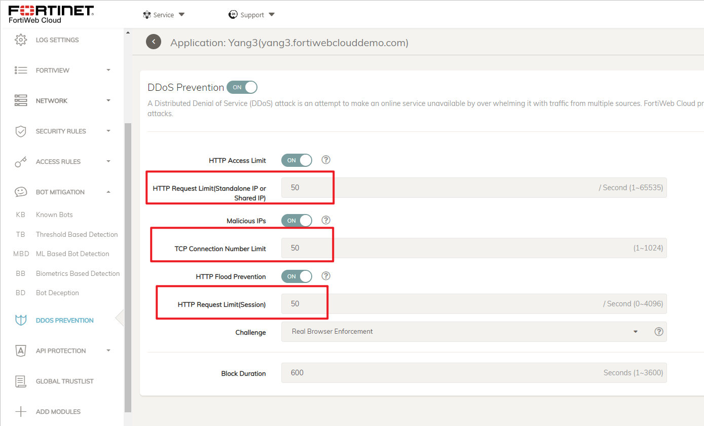 How to block the ongoing DDoS attack | FortiWeb Cloud 23.4.0 | Fortinet ...