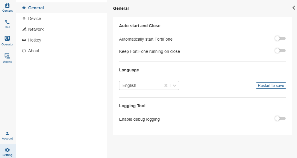 Configuring FortiFone softclient settings | FortiFone 1.0.0