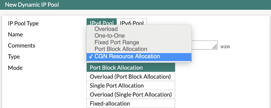 Hardware accelerated CGNAT pools - CGN Resource Allocation | FortiGate / FortiOS 7.4.6 ...