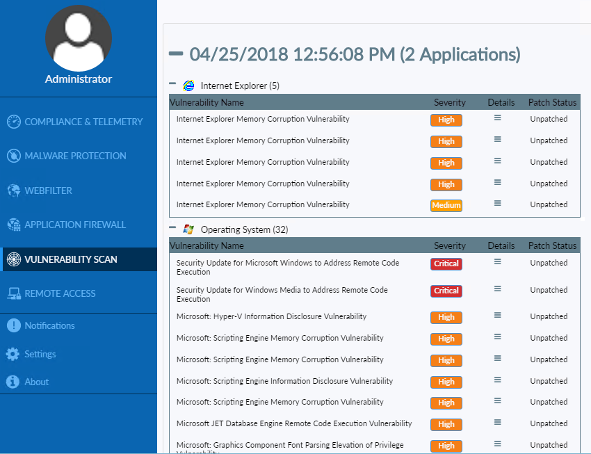 Viewing vulnerability scan history | FortiClient 7.2.2 | Fortinet ...