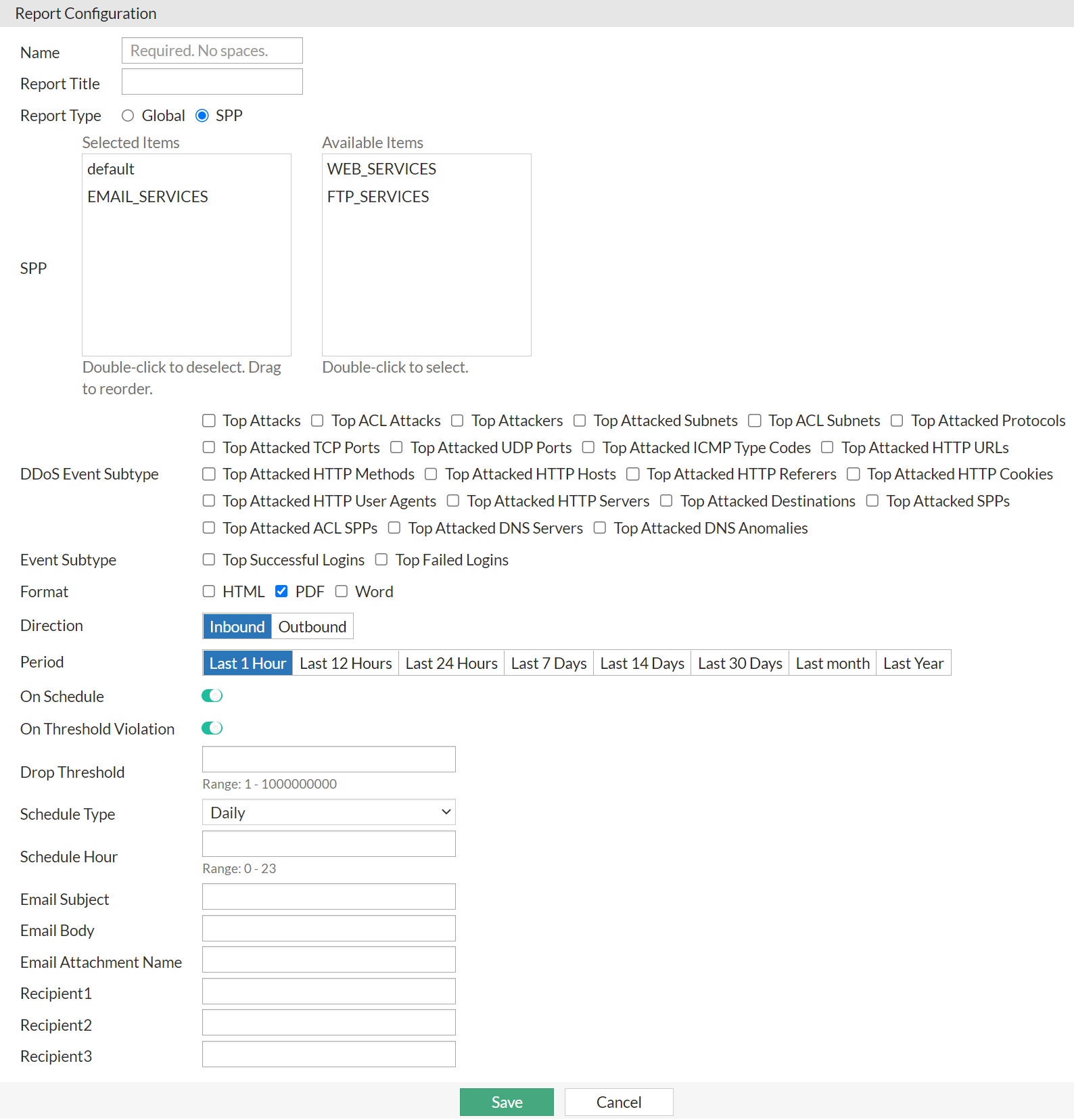 Configuring reports | FortiDDoS-F 7.0.4 | Fortinet Document Library