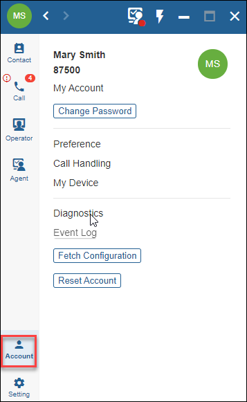 Configuring account settings | FortiFone 1.0.0