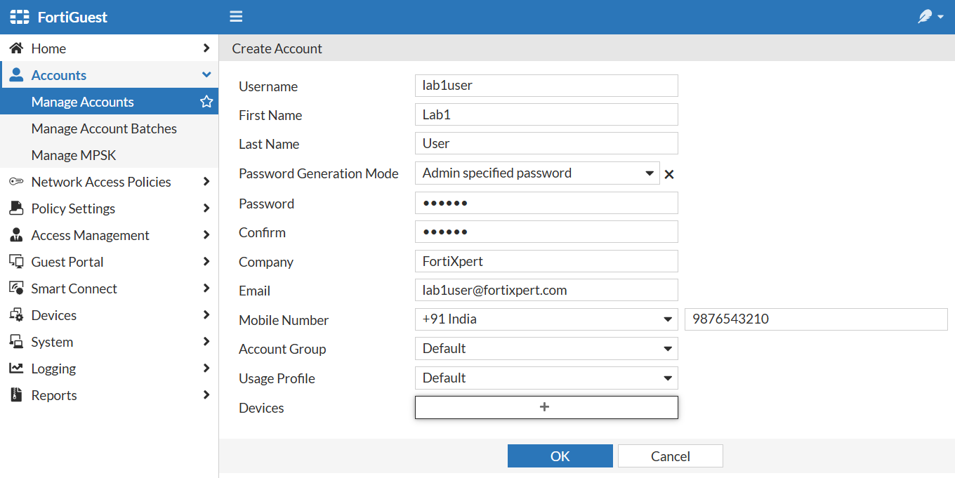 Creating Guest User Account | FortiGuest 2.0.0 | Fortinet Document Library