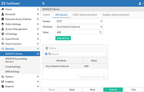 Adding FortiGate as a RADIUS Client | FortiGuest 2.0.0 | Fortinet ...