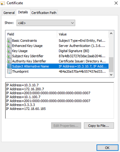 Using the default certificate for HTTPS administrative access ...