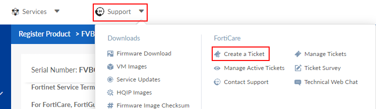 Contacting customer service | FortiWeb Cloud | Fortinet Document Library