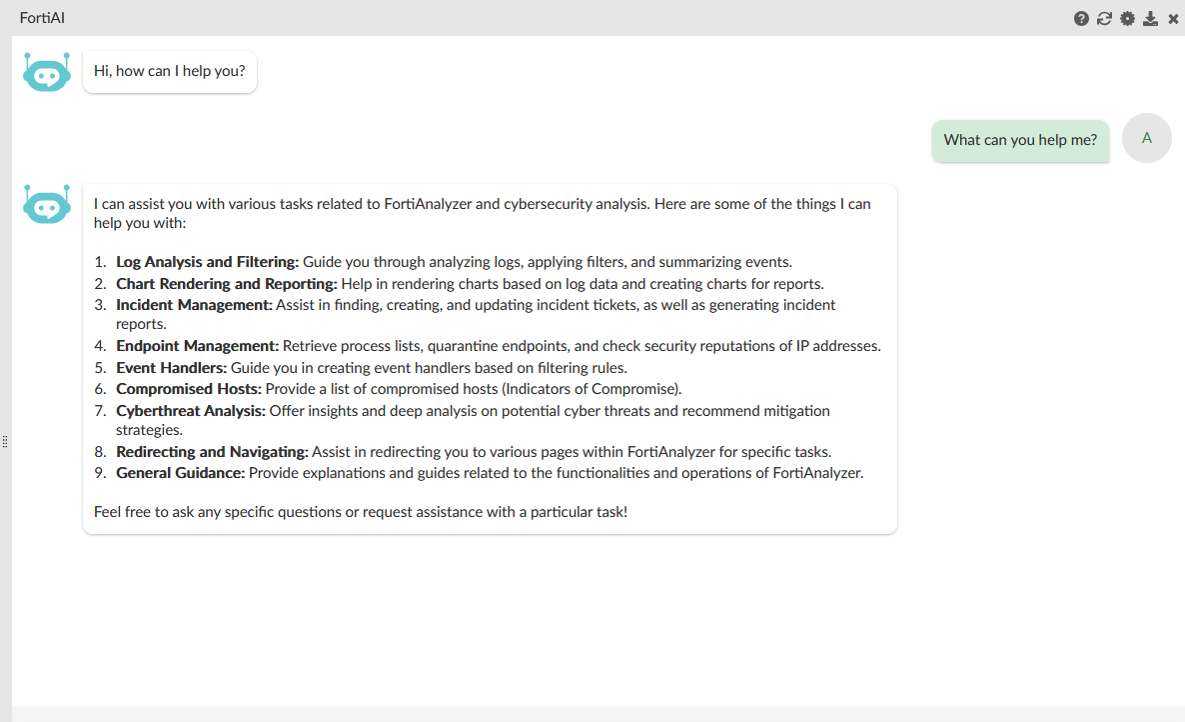 FortiAI example tasks | FortiAnalyzer 7.6.4 | Fortinet Document Library