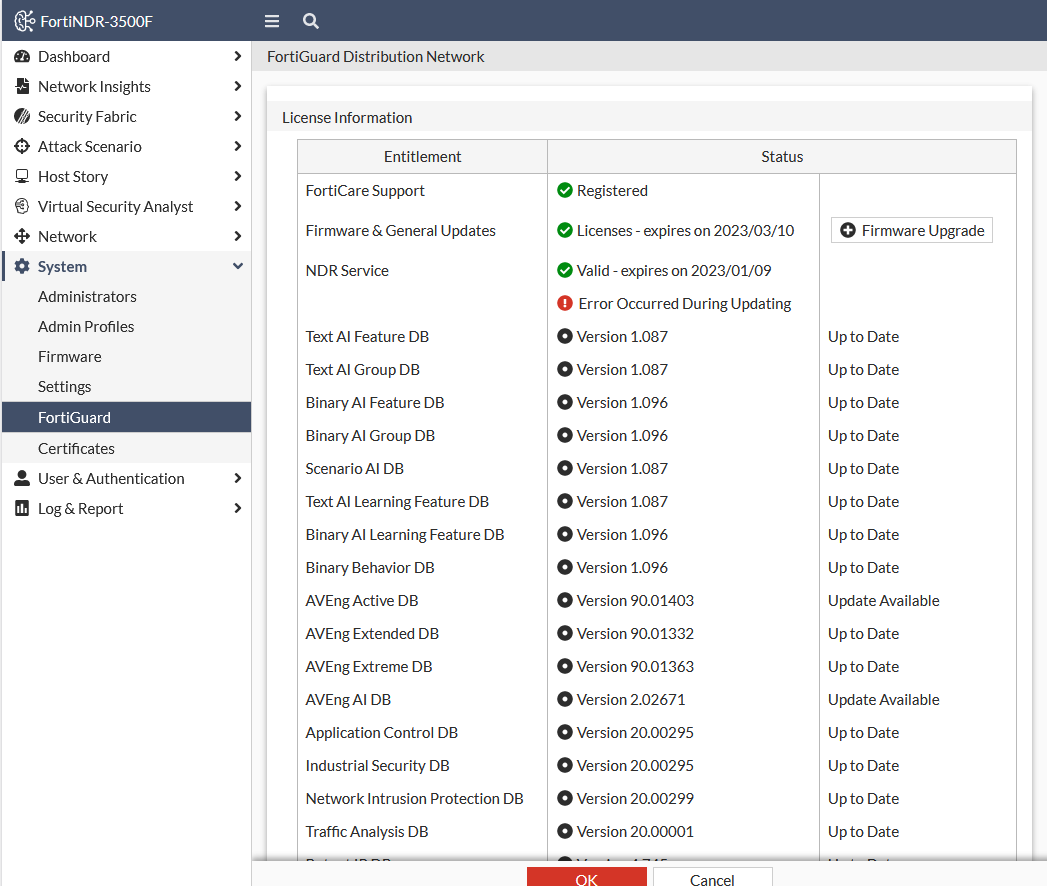 FortiGuard | FortiNDR 7.6.0 | Fortinet Document Library